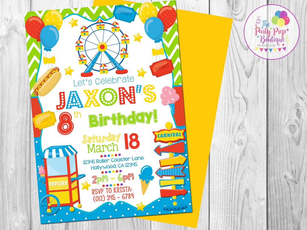 Amusement Park Invitation Theme Park Party Ferris Wheel - Etsy