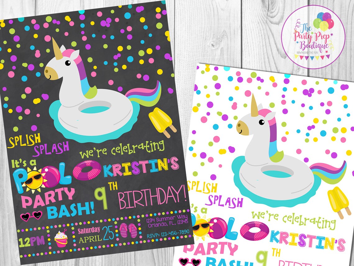 Unicorn Pool Party Invitation Unicorn Float Unicorn Party - Etsy