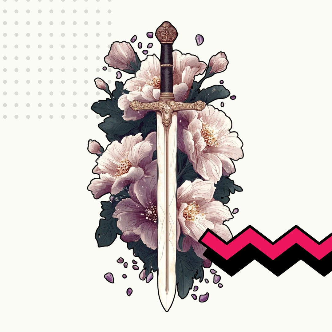 Purple Floral Sword Png, Flower Sword Dagger Clip Art, Sword With ...
