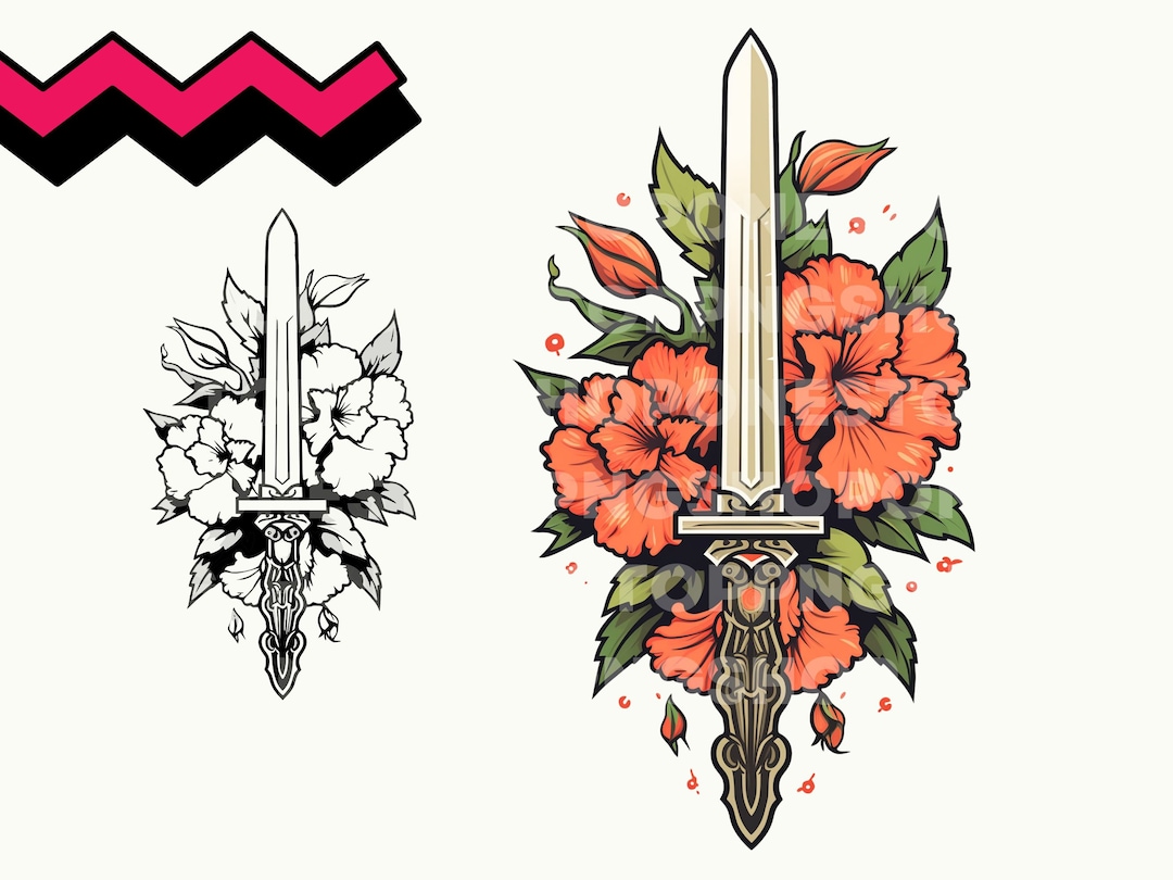 Fantasy Dagger Svg, Flower Sword Svg File, Floral Dagger Png, Knife ...