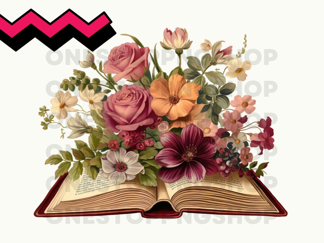 Vintage Floral Book Png, Book With Flowers PNG, Vintage Book Clipart ...