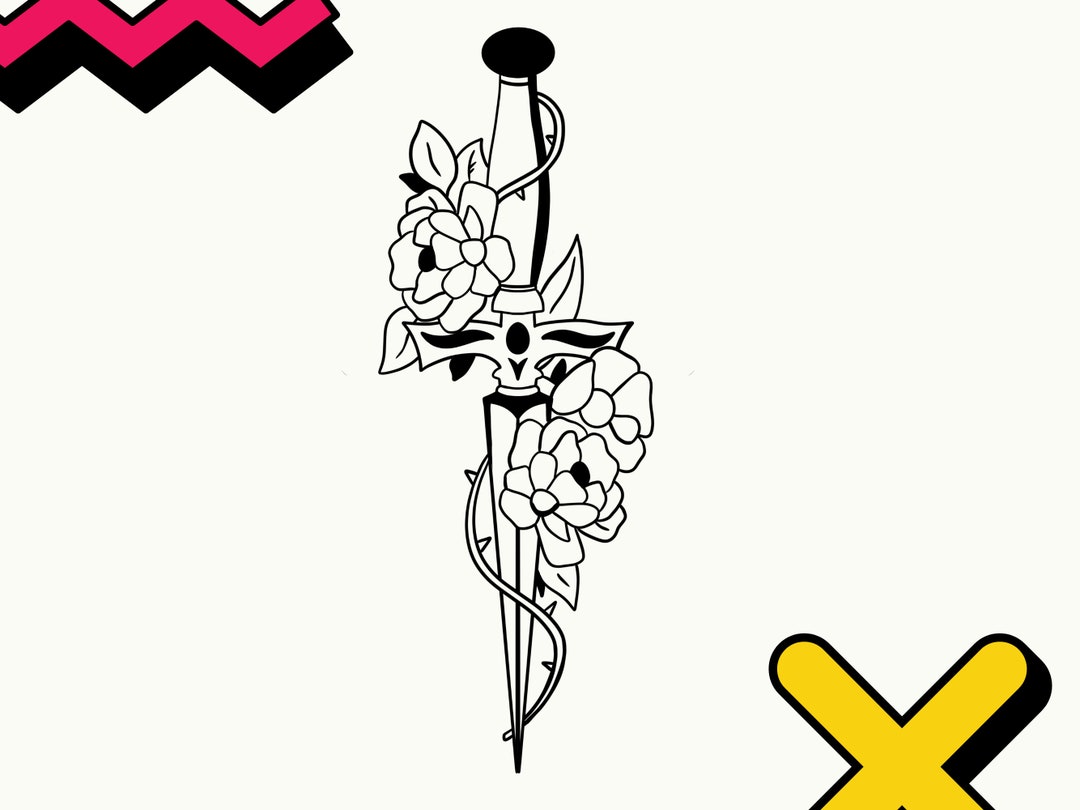 Espada floral svg, archivo svg espada de flores, archivo de corte ...