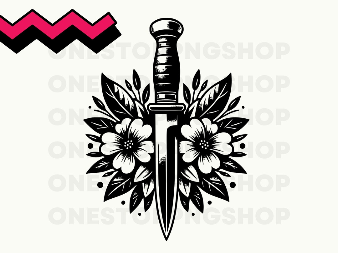 Fantasy Dagger Svg, Flower Sword Svg File, Floral Dagger Png, Knife ...