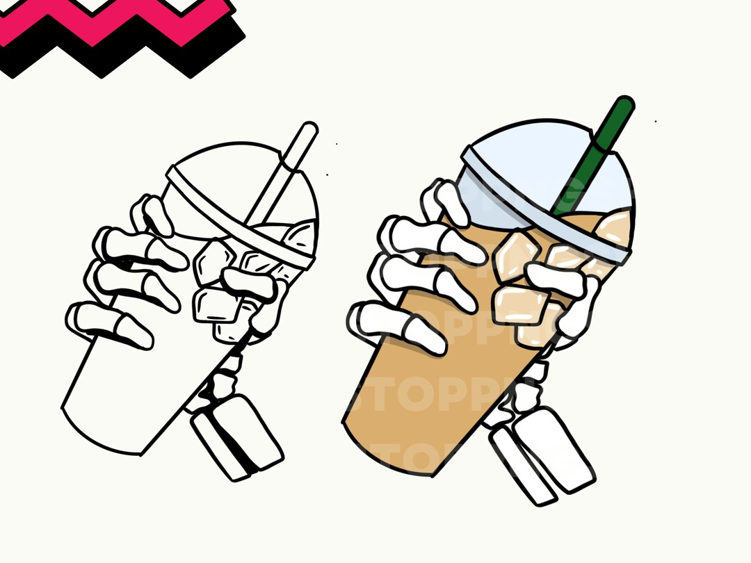 Iced Coffee PNG, Skeleton Holding Coffee, Iced Coffee SVG, Iced Coffee ...