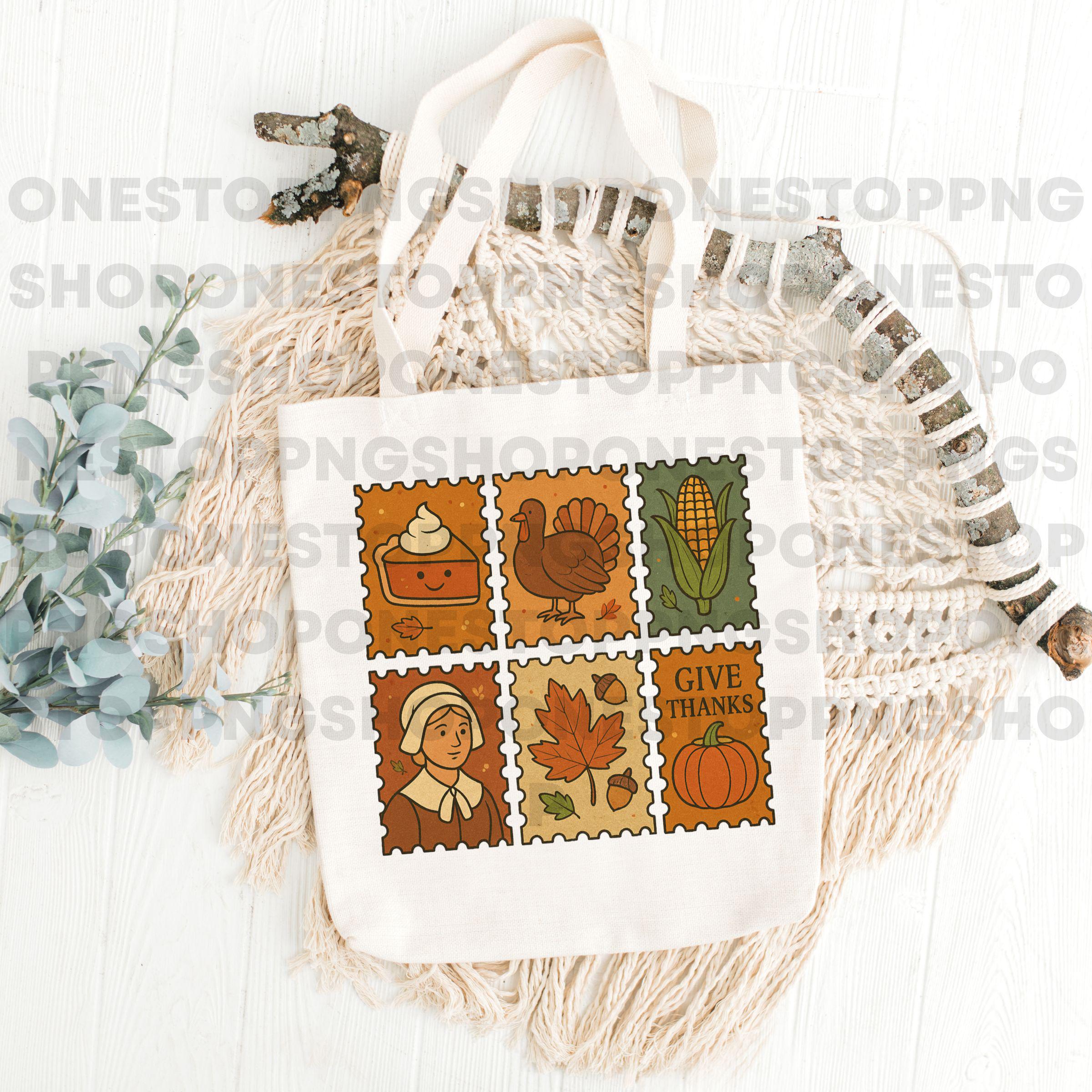 Thanksgiving Stamps PNG, Turkey Png, Fall Postcard Digital Download ...