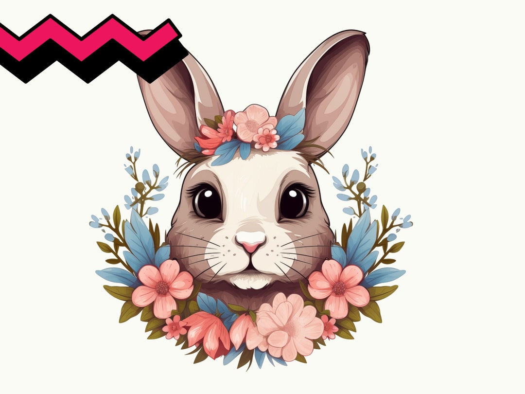 Easter Flower Bunny PNG, Cute Bunny Png, Easter Rabbit Png, Floral ...