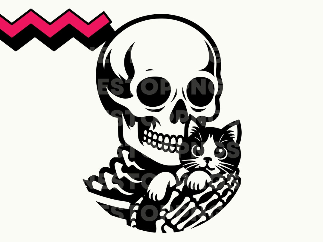 Skeleton With Cat SVG, Cat Skeleton Png, Skeleton and Cat Clipart ...