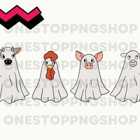 Funny Chicken Ghost PNG: Halloween Farm Animal Clipart (digital ...