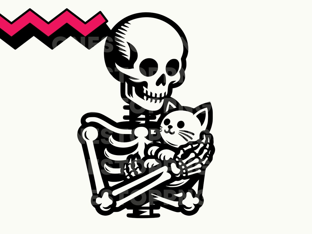 Skeleton and Cat SVG, Cat Skeleton Png, Skeleton and Cat Clipart ...