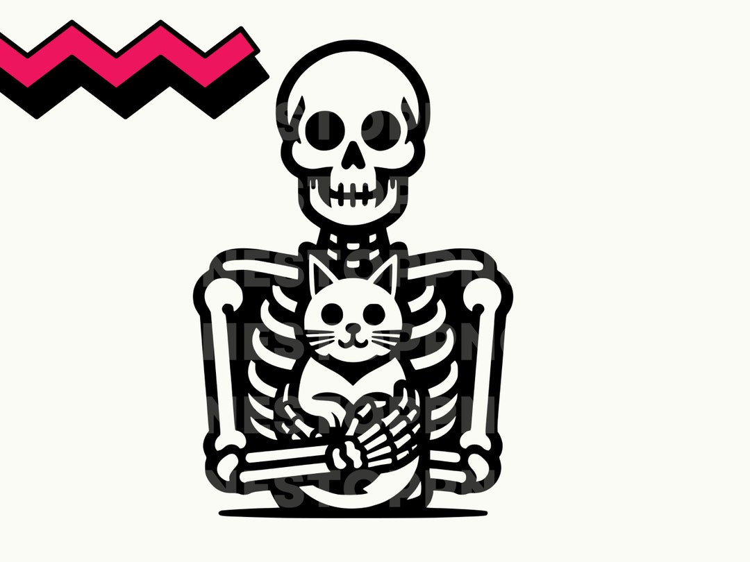 Skeleton and Cat SVG, Cat Skeleton Png, Skeleton and Cat Clipart ...