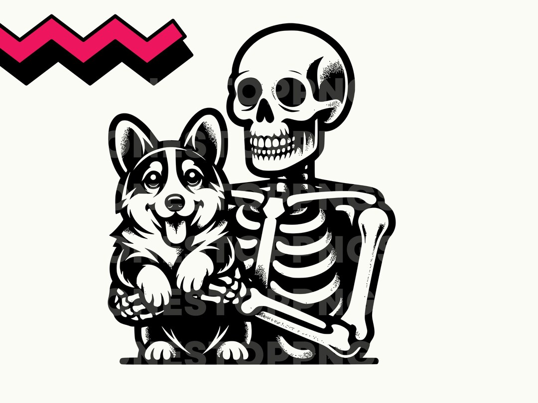 Skeleton With Dog SVG, Skeleton Corgi SVG, Dog Skeleton Png, Skeleton ...