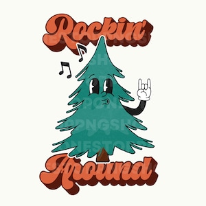 Rockin Around PNG, Christmas Tree PNG, Retro Christmas Mascot Svg ...