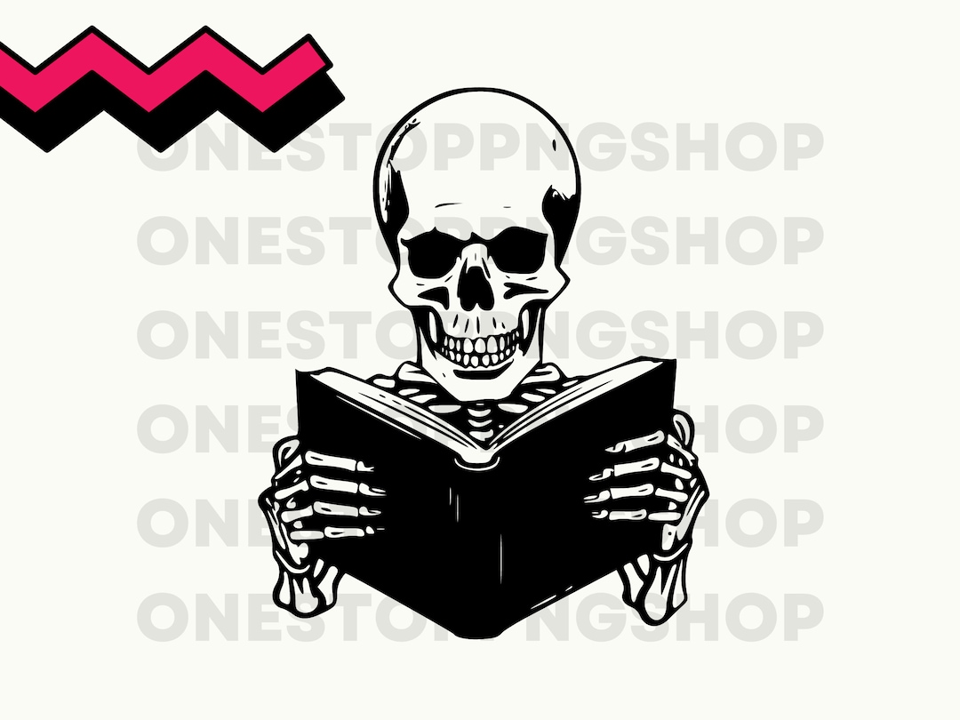 Skeleton Reading Book PNG, Skull With Book Svg, Death by TBR Digital ...
