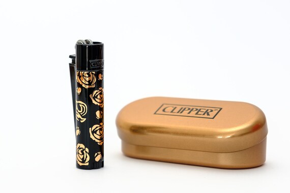 1 x Full Size Refillable Metal Clipper Black with Rose Gold | Etsy