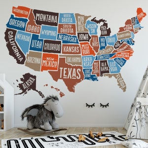 SAMPLES Wall Decal America MAP Nursery Decor USA Map Wall Decor ...