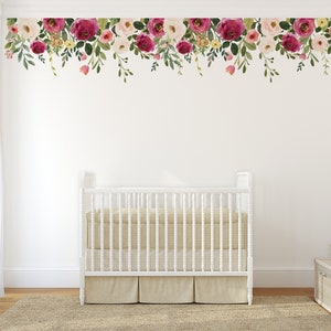 SAMPLE Jessica's Farmhouse Floral Wall Mural Pink Peonies Blooms ...