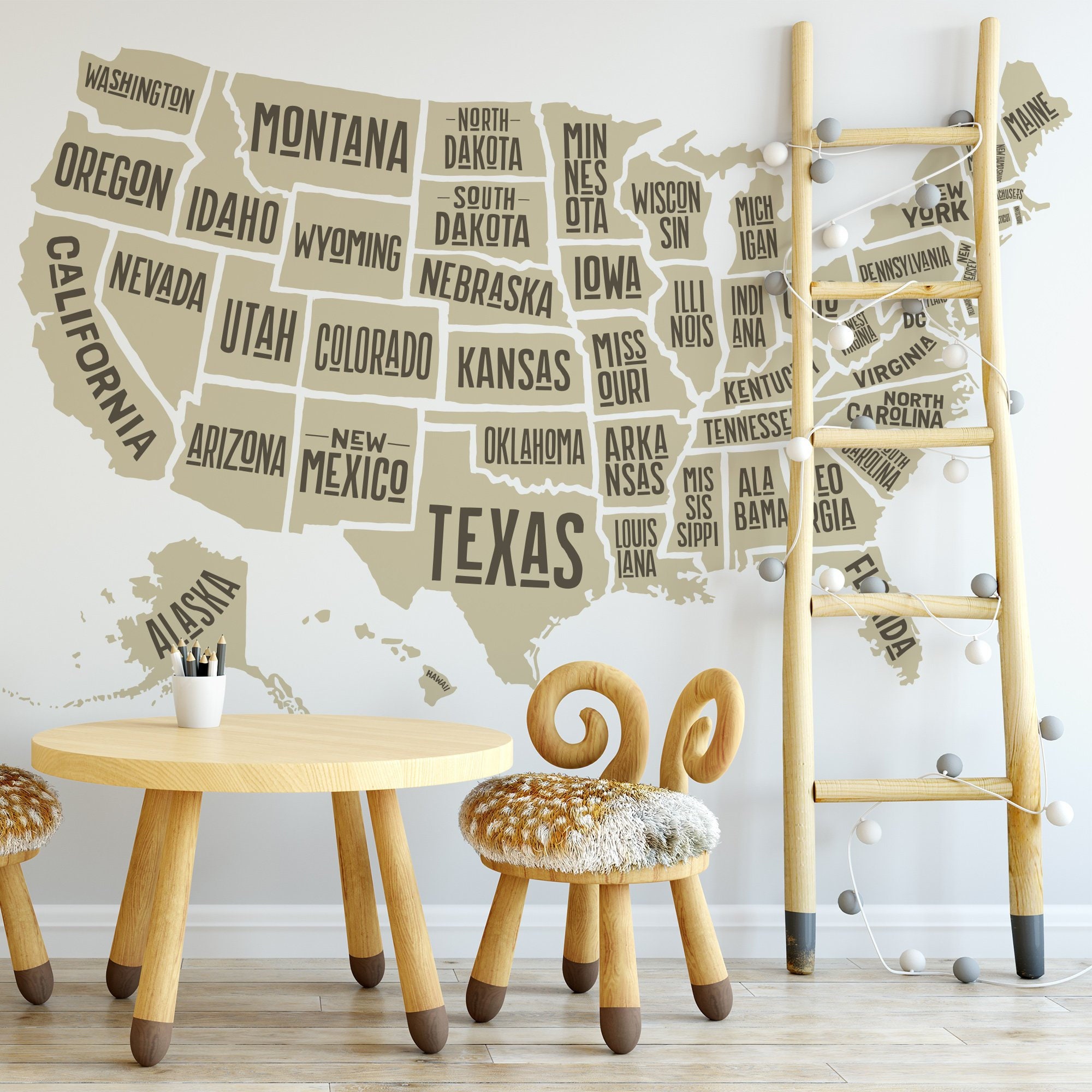 Wall Decal America MAP Nursery Decor USA Map Wall Decor Removable Vinyl ...