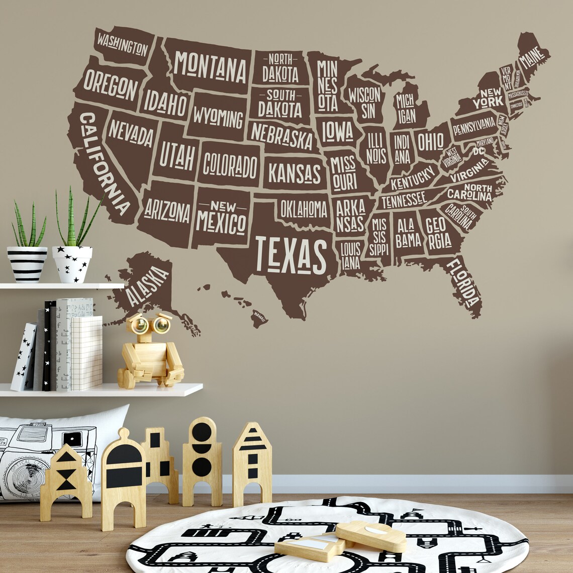 Wall Decal America MAP Nursery Decor USA Map Wall Decor | Etsy