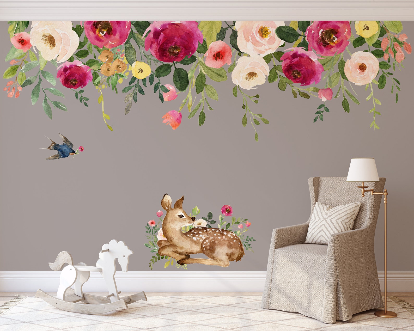 JESSICA'S FARMHOUSE Border Frame Floral Wall Mural Peonies - Etsy