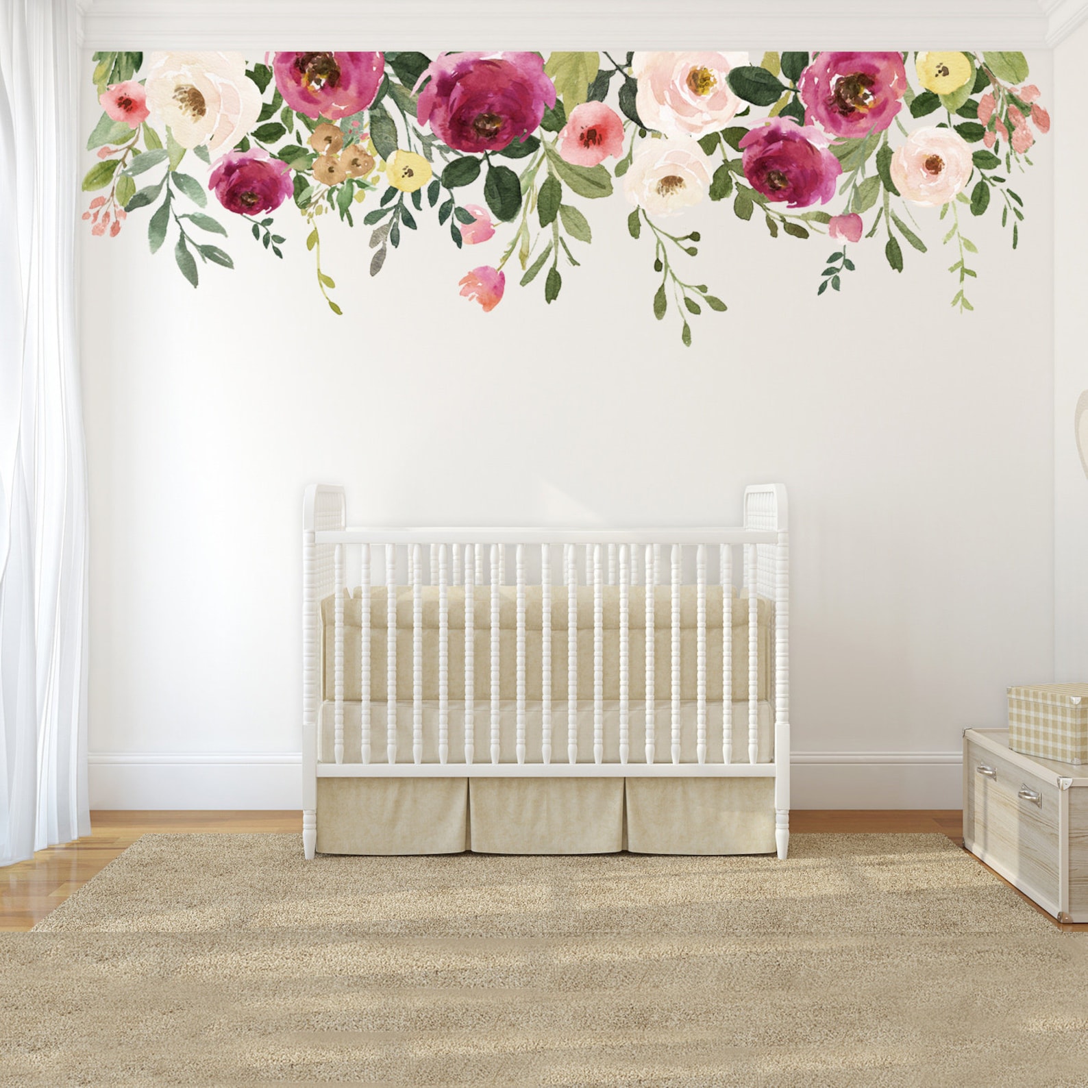 SAMPLE Jessica's Farmhouse Floral Wall Mural Pink Peonies - Etsy