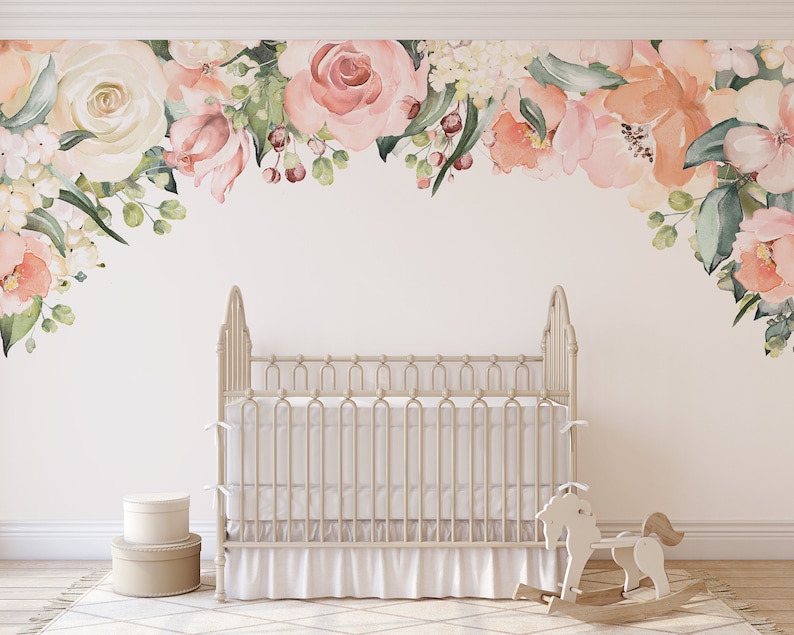 SAMPLE ROSE CANOPY Collection Wall Decals Watercolor Flowers Wall Mural ...