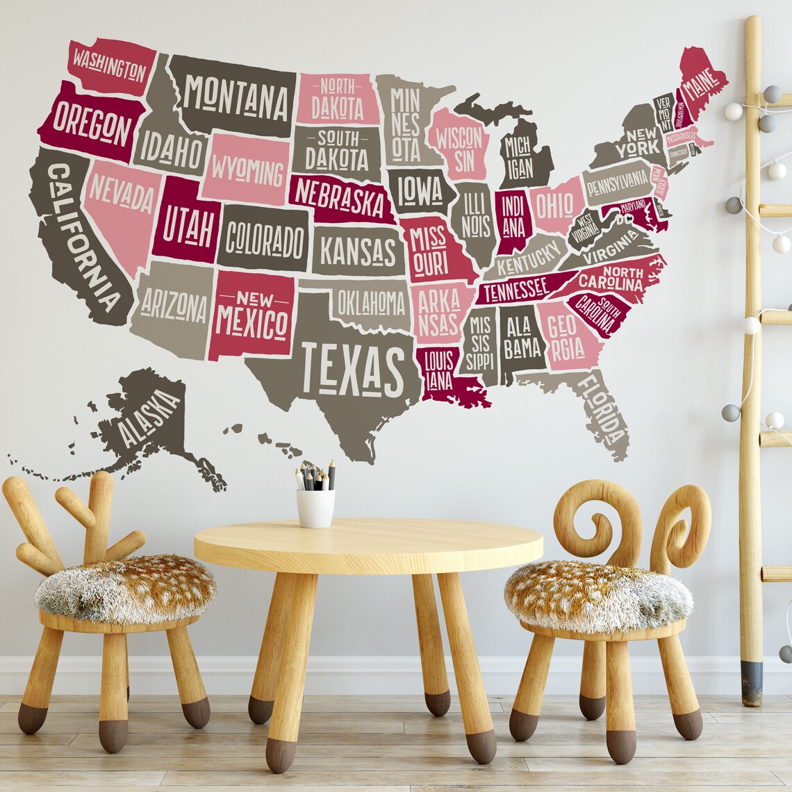 Wall Decal America MAP Nursery Decor USA Map Wall Decor - Etsy
