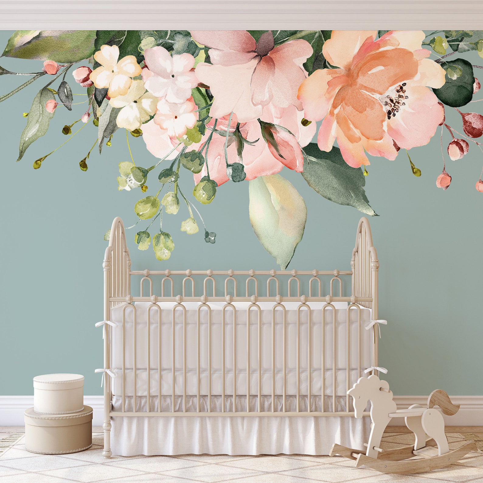 SAMPLE ROSE GARDEN Collection Wall Decals Watercolor Flowers Wall Mural ...
