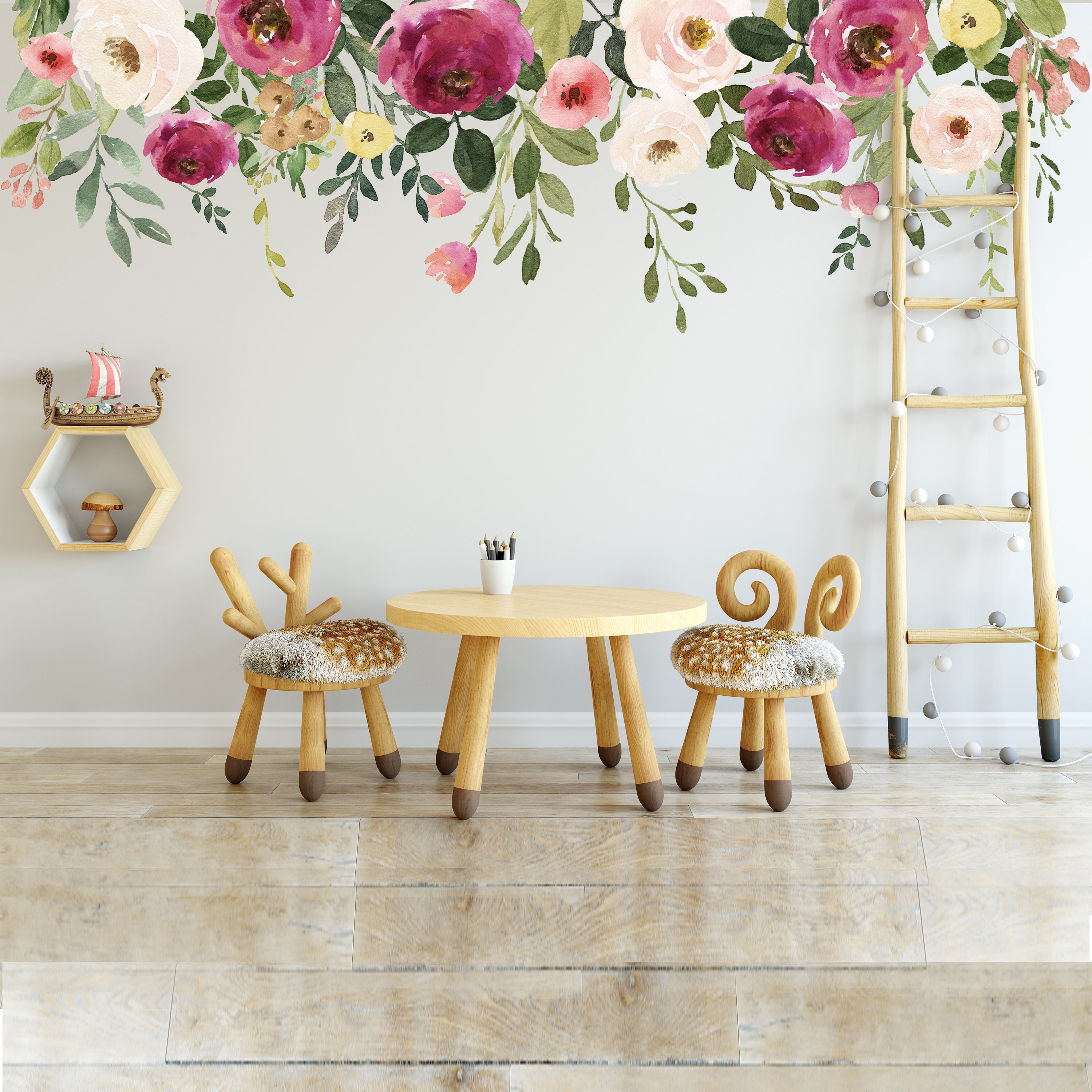 JESSICA'S FARMHOUSE Floral Wall Decal Peonies Roses Wall - Etsy