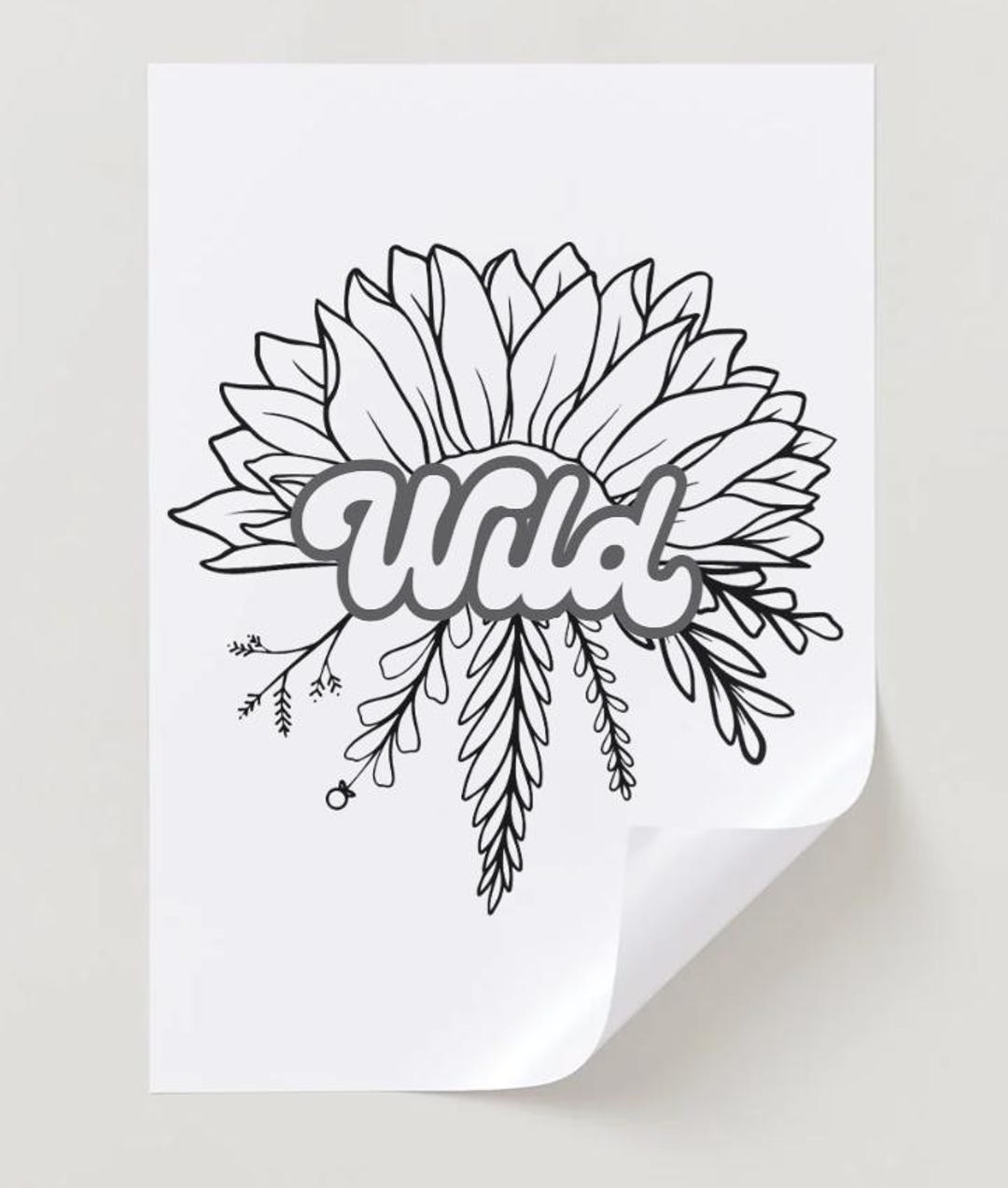 Wildflower Coloring Page: Botanical Art, Relaxing Floral Design ...