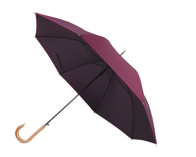 Real Wood Handle Classic Auto Open Stick Umbrella With - Etsy