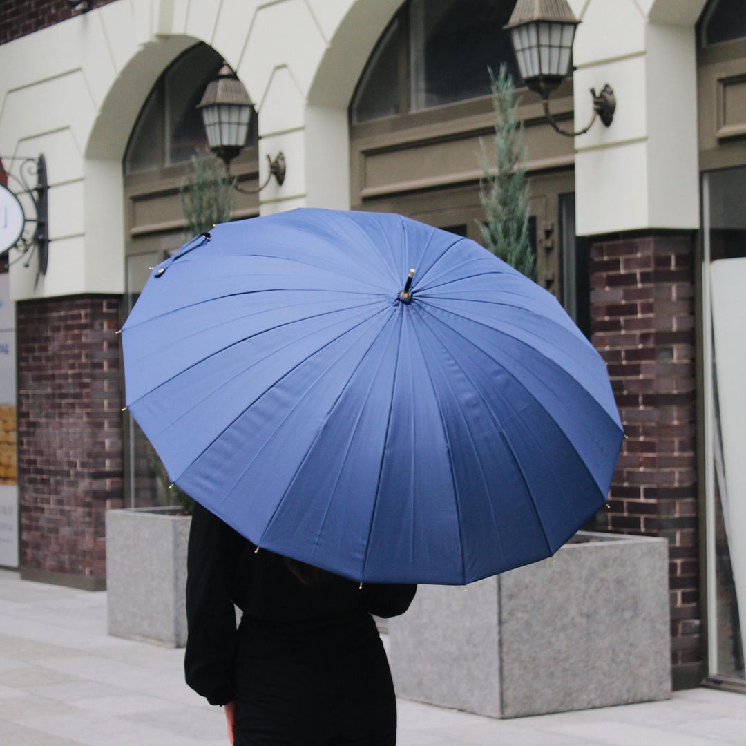 Manual Open Stick Umbrella, Real Wood Handle, 16 Ribs Umbrella With ...