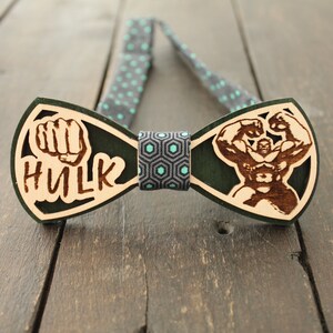 Wooden Bow Tie Marvel Hulk Bruce Banner Bow Tie - Wood Bow Tie for Men ...