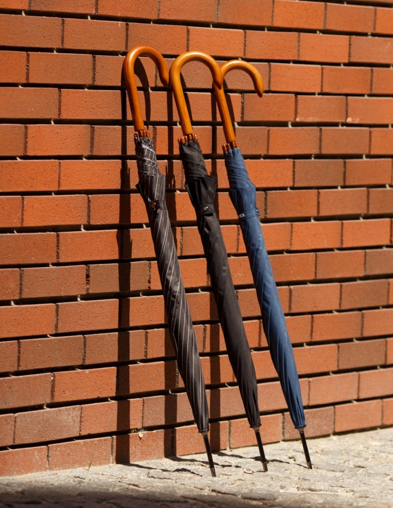 Real Wood Handle Classic Auto Open Stick Umbrella With - Etsy