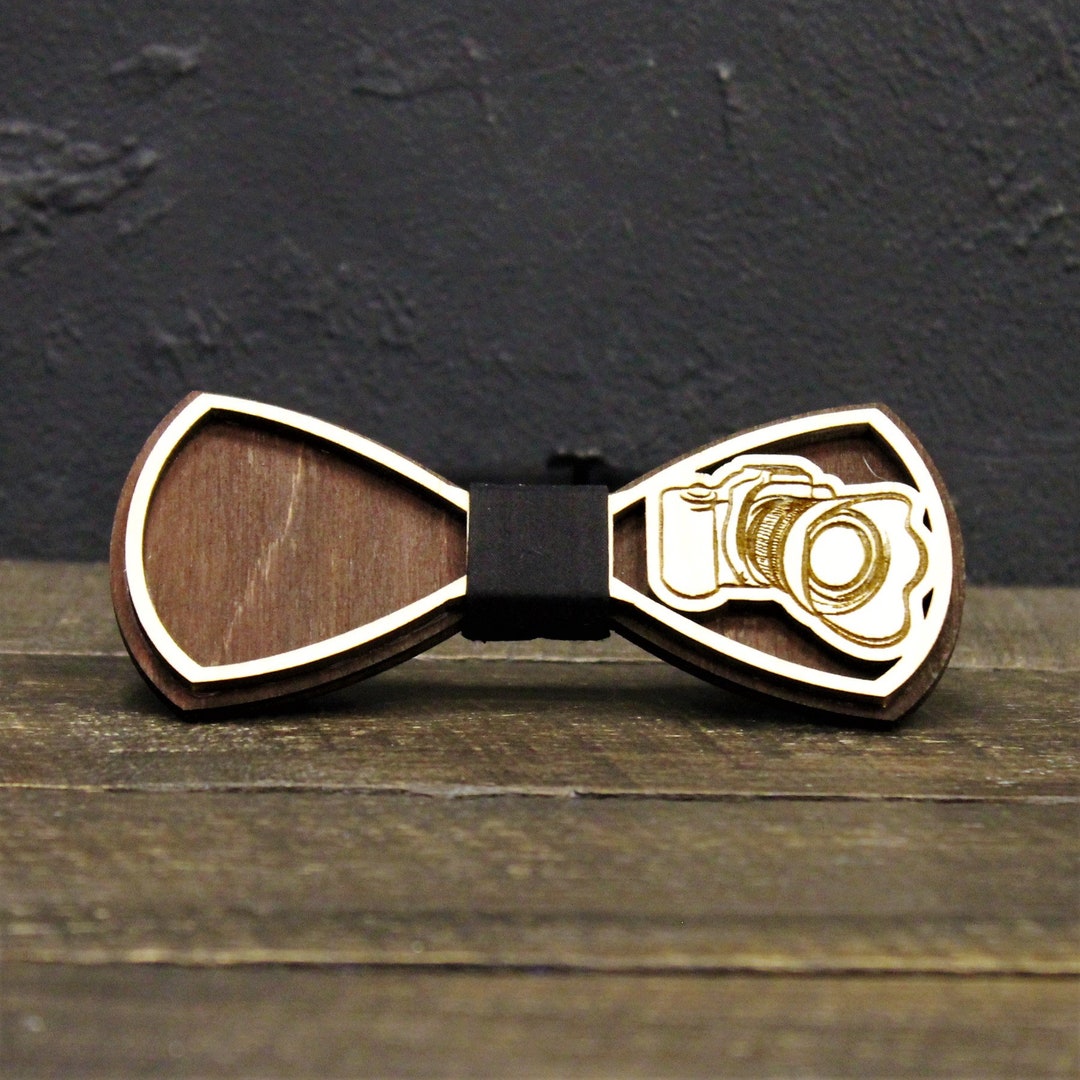 Wooden Bow Tie Photographer - Wood Bow Tie for Men and Women With Gift ...