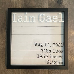 Custom Birth Stat Shadow Box-baby Stat Shadow Box-2 X 12-custom Shadow ...