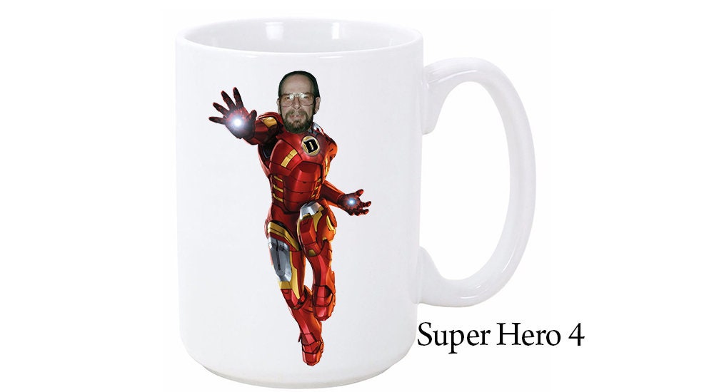 Super Hero Mugs...add Your Own Picture to These Super Hero - Etsy