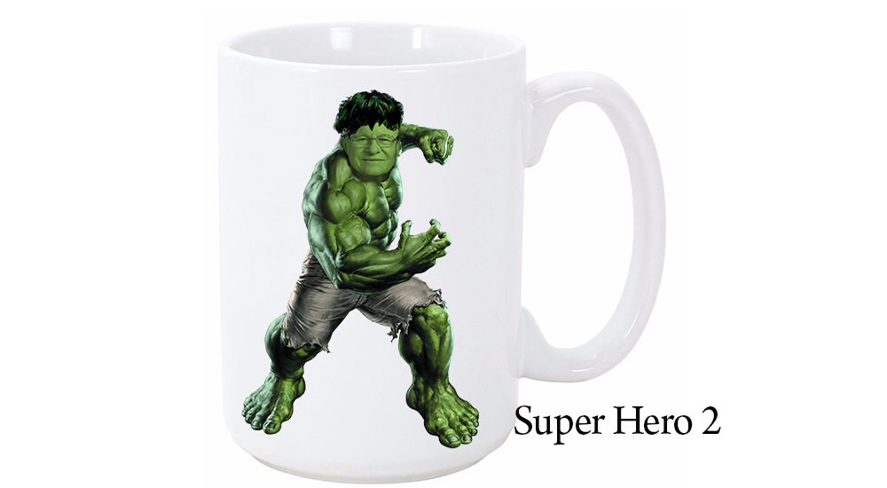 Super Hero Mugs...add Your Own Picture to These Super Hero - Etsy
