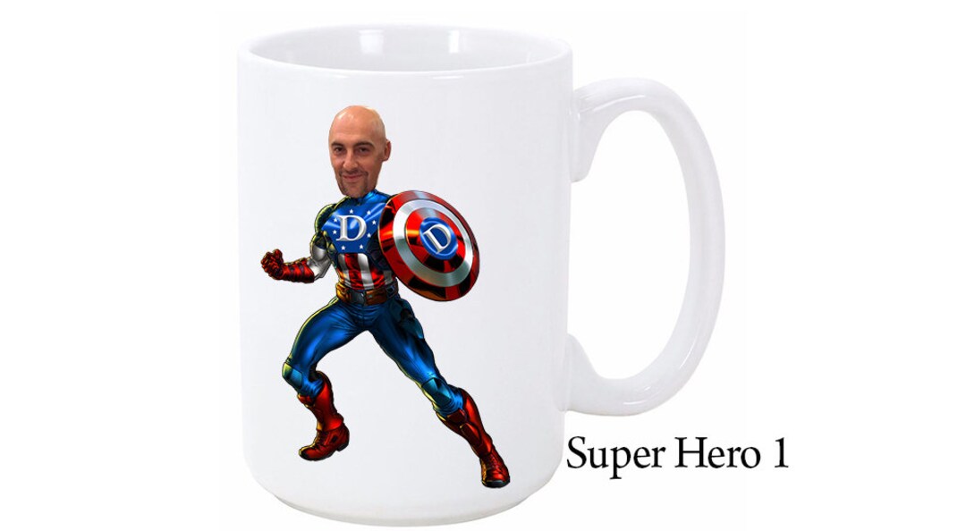 Super Hero Mugs...add Your Own Picture to These Super Hero - Etsy