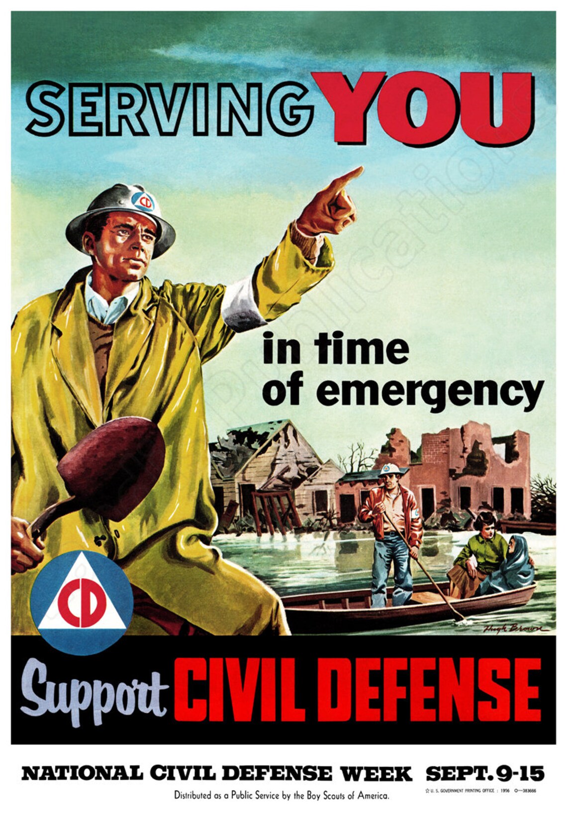 1956 Civil Defense serving You Vintage Poster - Etsy