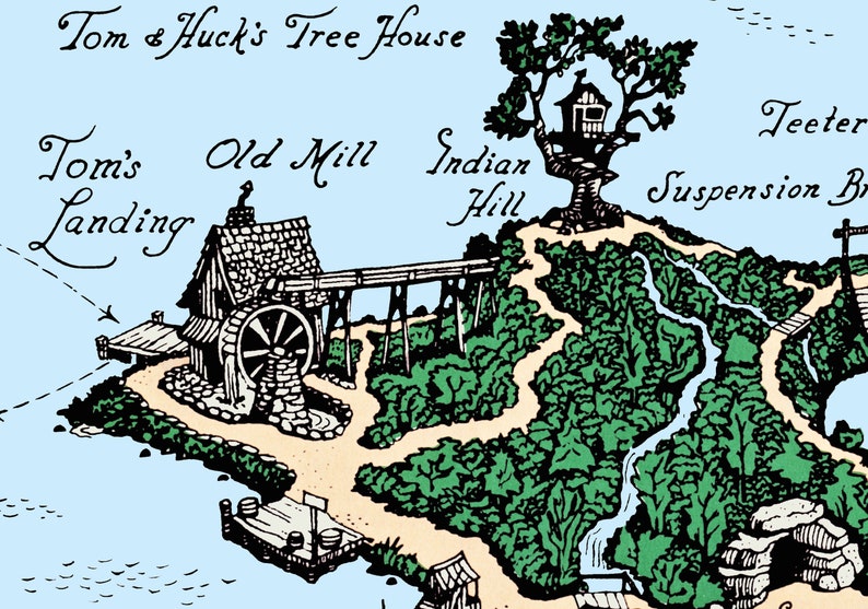 Disneyland Map of Tom Sawyer Island 1957 Vintage Poster - Etsy Hong Kong