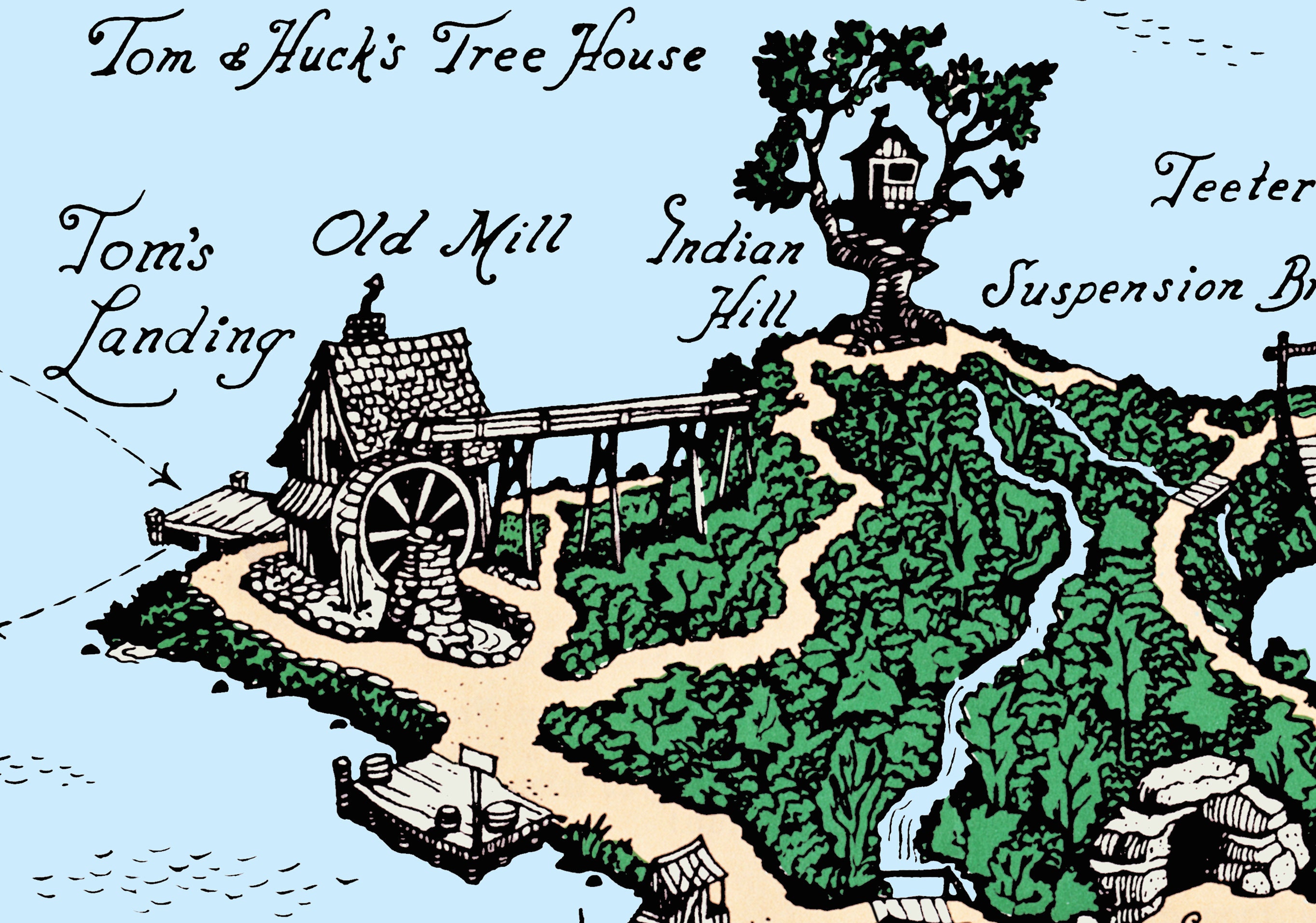 Disneyland Map of Tom Sawyer Island 1957 Vintage Poster - Etsy Hong Kong