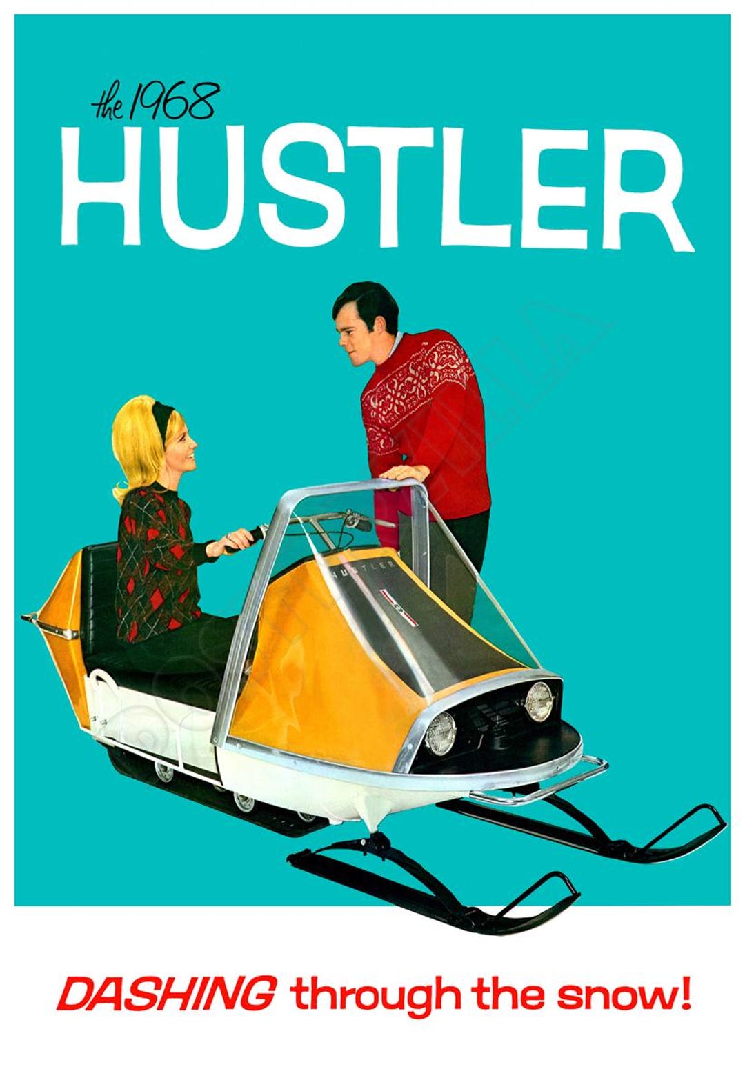 1968 Hustler Snowmobile - Vintage-style Advertising Poster - Etsy