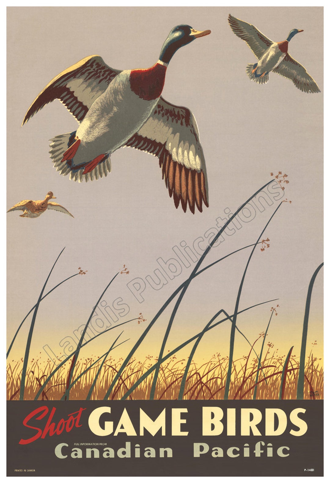 Game Bird Hunting in Canada Vintage Poster - Etsy