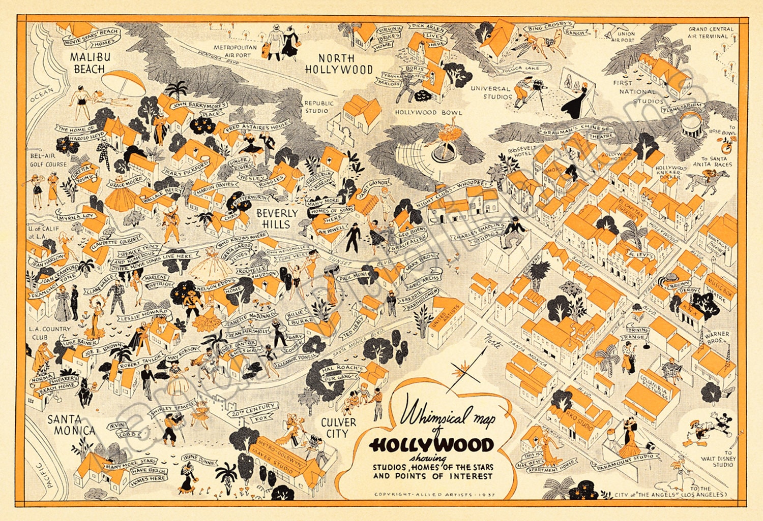 Hollywood Hills Celebrity Homes Map