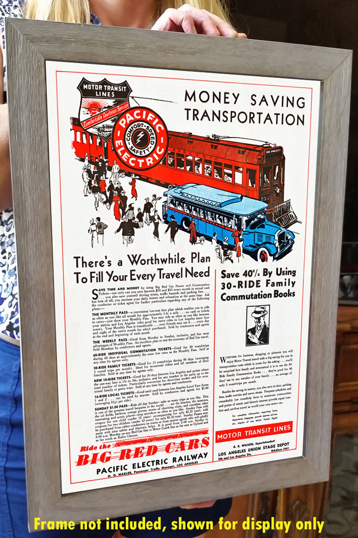 Pacific Electric 1935 Advertising Poster Big Red Cars - Etsy
