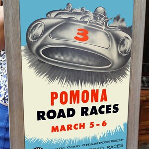Pomona Road Races - California Sports Car Club 1956 Advertising Poster ...