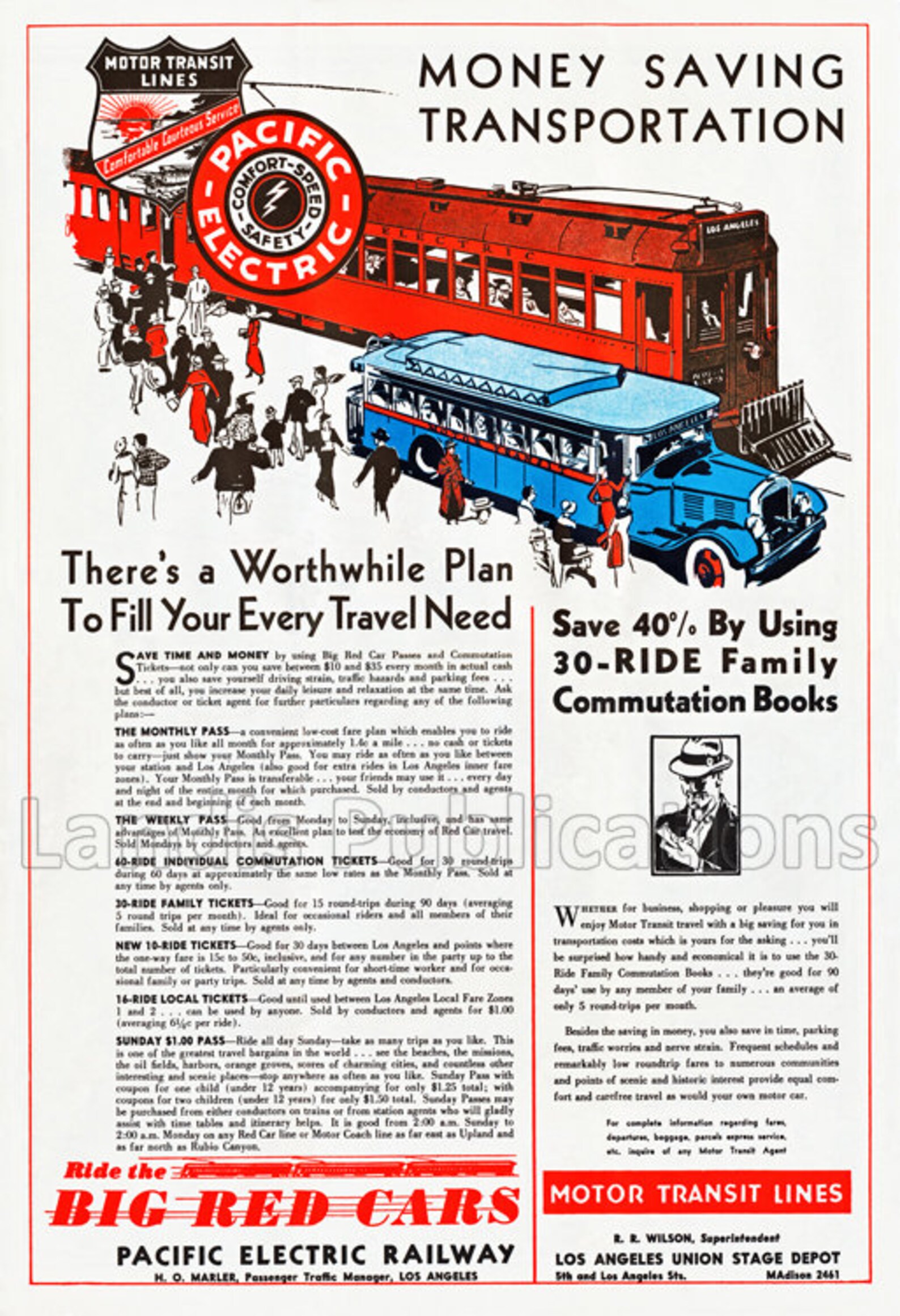 Pacific Electric 1935 Advertising Poster Big Red Cars - Etsy