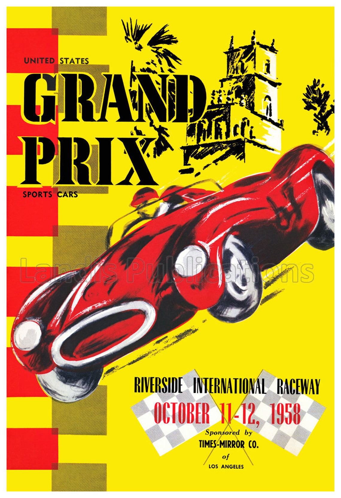 1958 LA Times Grand Prix at Riverside Raceway Vintage Poster | Etsy