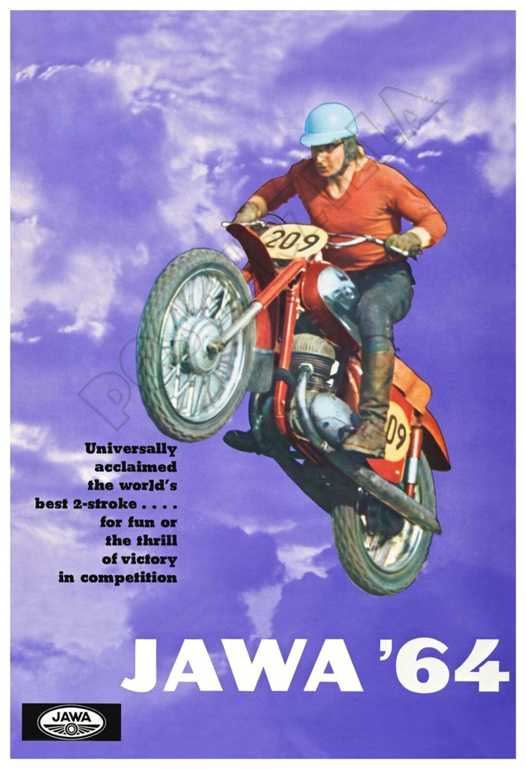 1964 Jawa Motorcycle Vintage Poster - Etsy