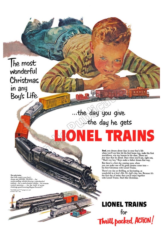 Lionel Trains For Christmas 1951 Vintage Poster | Etsy